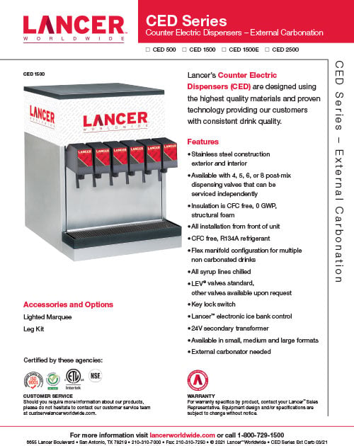 CED Series Counter Electric Dispensers – External Carbonation - Curren ...